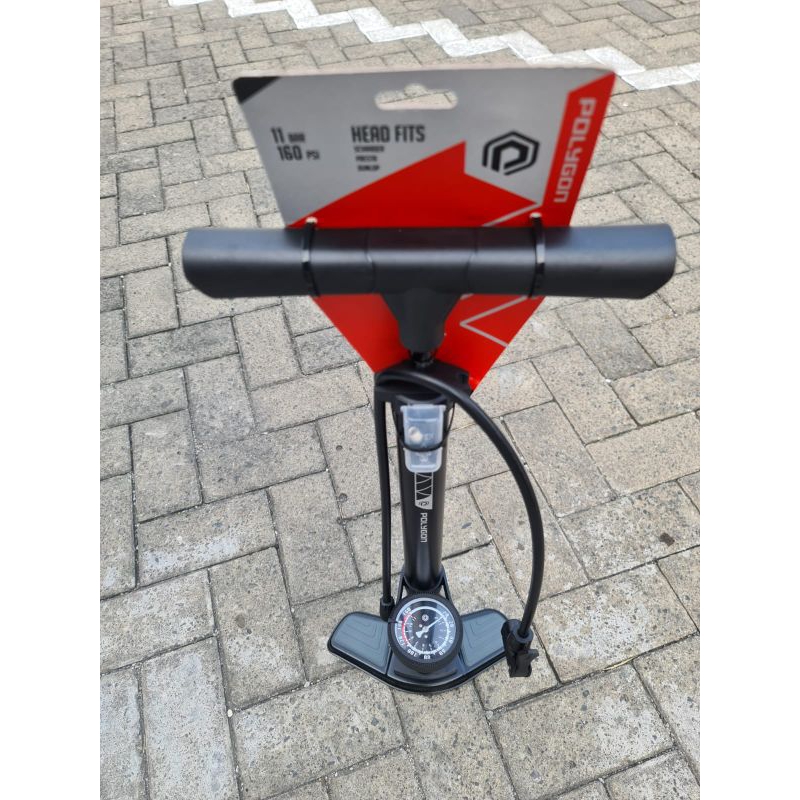 Jual floor pump polygon pompa lantai sepeda stx slx 160psi dual head ...