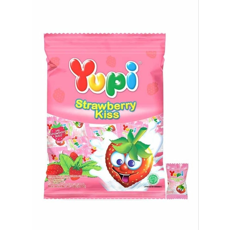 Jual Twin-Pack Permen Yupi Kiss Rasa Strawberry / Yupi Gummy Candy ...