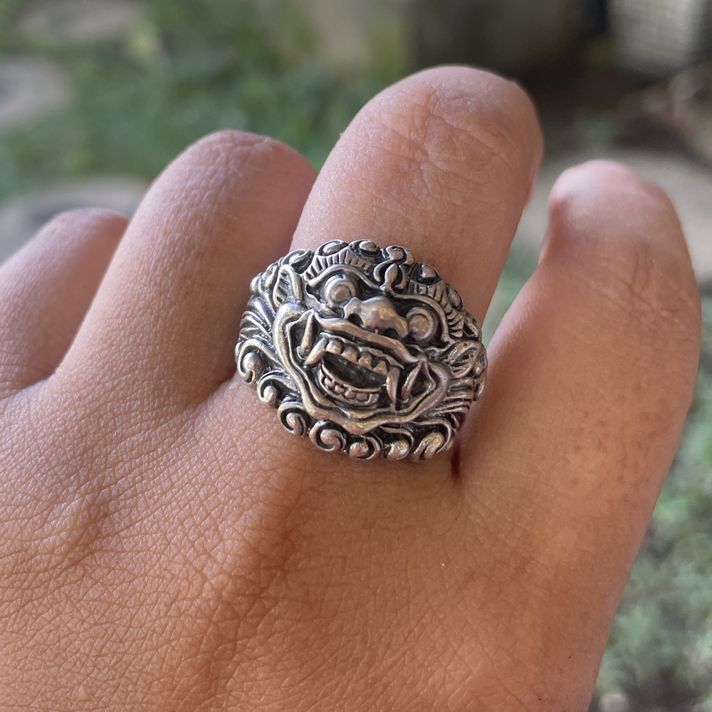 Jual Cincin Ring Perak silver Ukir Barong Rangda Bali Lebar Asli 925 ...