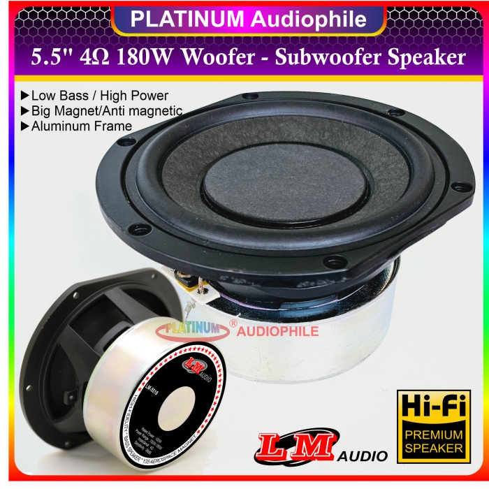 Jual Speaker 5.5 Inch Subwoofer Woofer Bass 4 ohm 180 Watt 5" Hifi ...