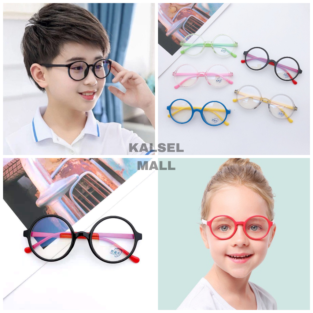 Jual Kacamata Anak Bulat Anti Radiasi Kaca Transparan Blue Ray (Design ...