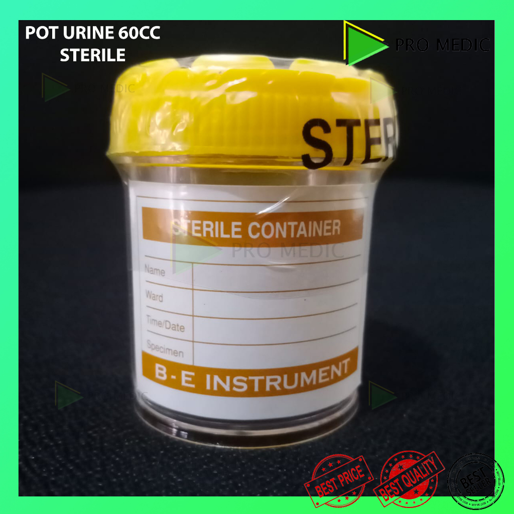Jual Pot urine sterile 60 cc tutup kuning isi 100 container 60ml ...