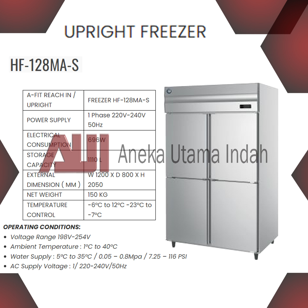 Jual HOSHIZAKI HF-128MA-S Stainless Stell Upright Freezer 4 Pintu ...