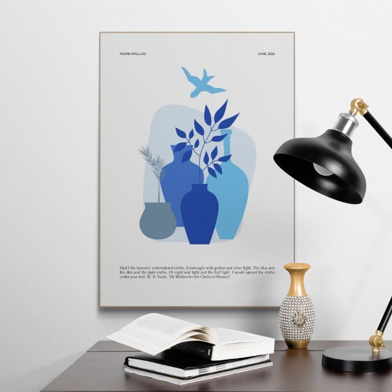 Jual Wall Decor Abstract Biru Walldecor Biru Aesthetic 28x40 cm ...