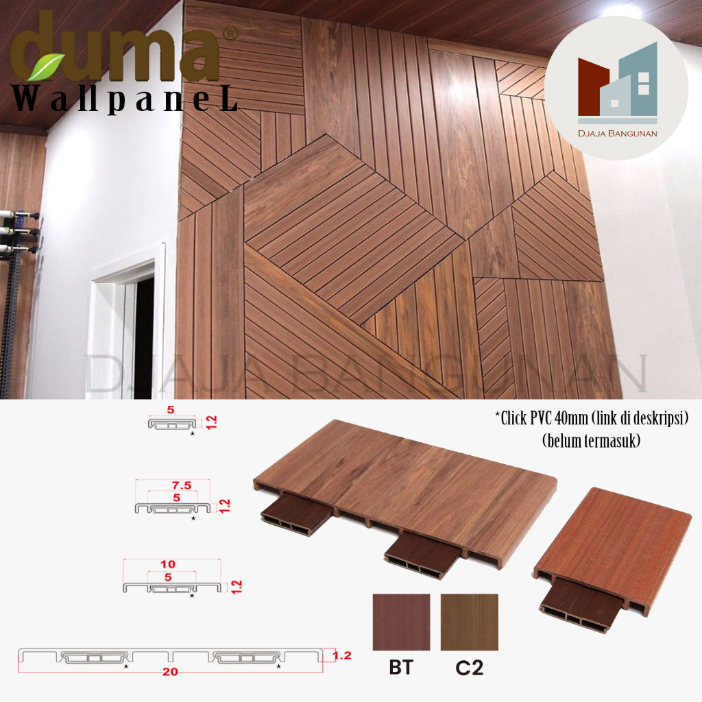 Jual Click On Flat Dinding Wall Panel Indoor WPC DUMA || 12 x 50 ...