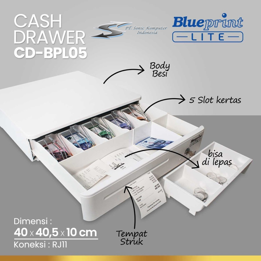 Jual Laci Kasir Blueprint CD-BPL05 40x40.5x10 Cm Cash drawer Laci Uang ...