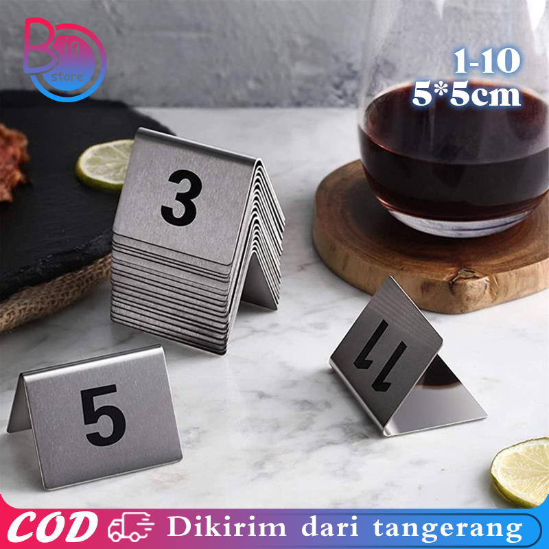 Jual 10pcs Nomor Meja Restoran Stainless Steel Nomor Meja Makan Nomor 1 ...
