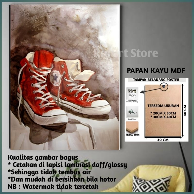 Jual Poster sepatu butut sneaker hiasan dinding atau wall dekor dar ...