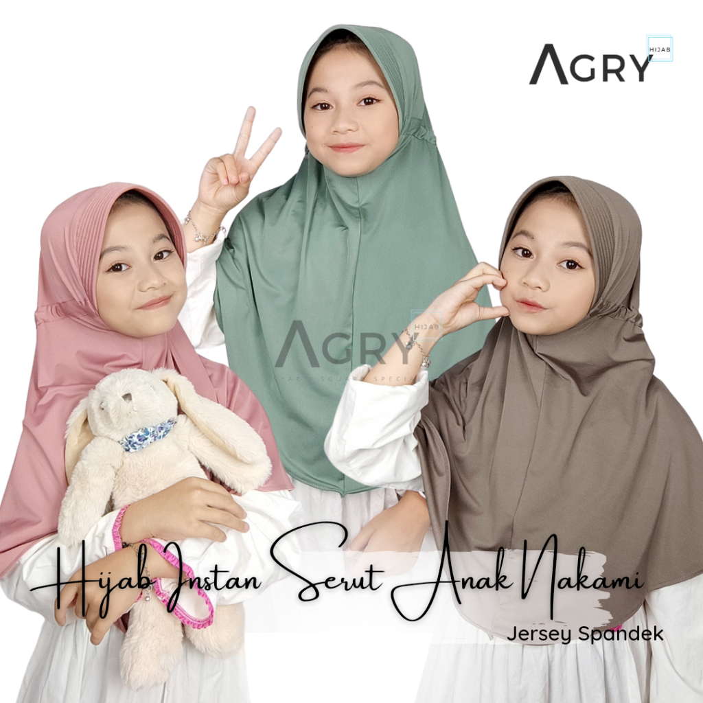 Jual ᴀɢʀʏ Hijab Instan Serut Anak Jersey | Nakami | Shopee Indonesia