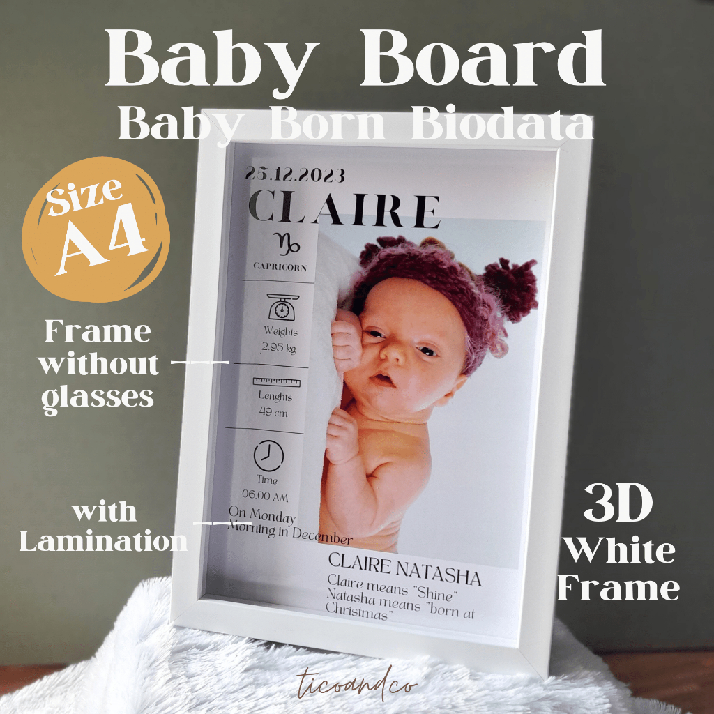Jual BABY BOARD/BABY BORN BIODATA/FRAME BIODATA BAYI/BINGKAI BIODATA ...
