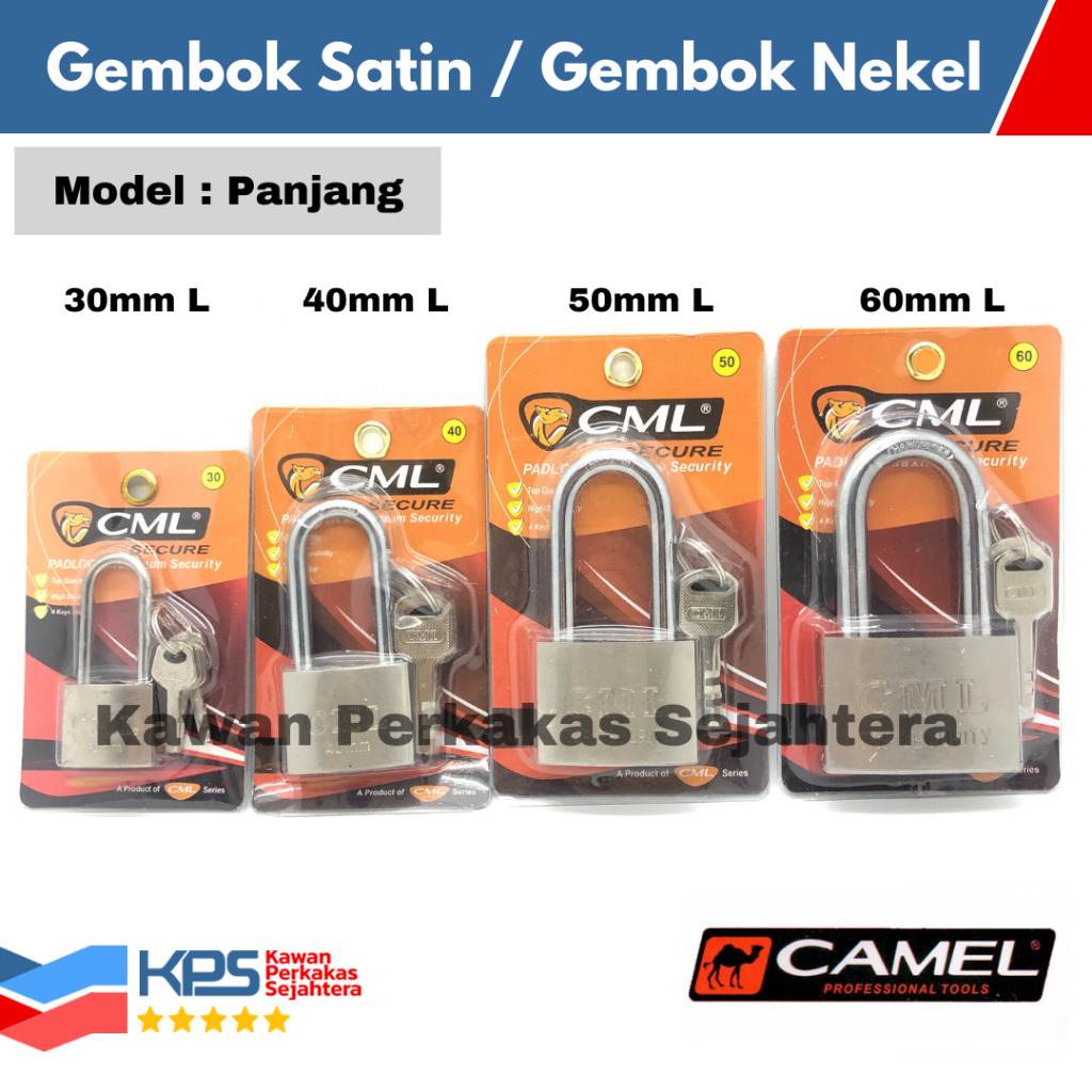 Jual CAMEL Gembok Nekel Panjang 30mm 40mm 50mm 60mm | Gembok Rumah ...
