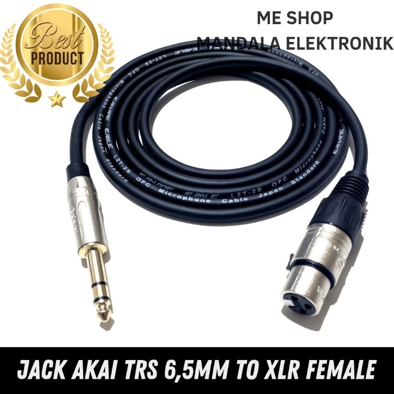 Jual kabel audio jack akai stereo 6,5mm trs to xlr male/female 3pin High Quality | Shopee Indonesia