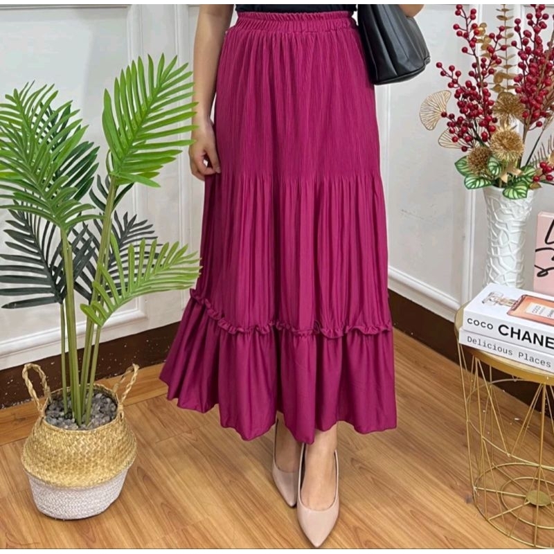 Jual SKIRT PLISKET CLARA / ROK PLISKET SUSUN TERBARU PREMIUM | Shopee ...