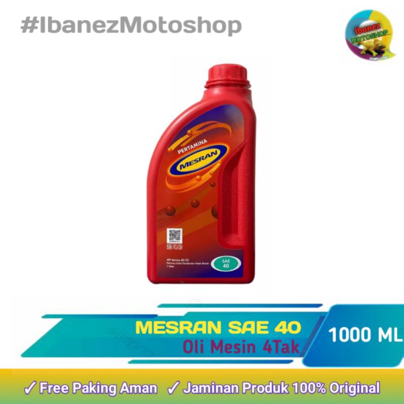 Jual Mesran Sae 40 Oli Mesin Pertamina 1liter (DIJAMIN ASLI) | Shopee ...