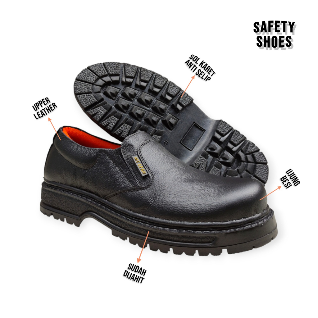 Jual SEPATU SAFETY SHOES LOW CUT KULIT ASLI SLIP ON MODEL TERBARU KERJA ...
