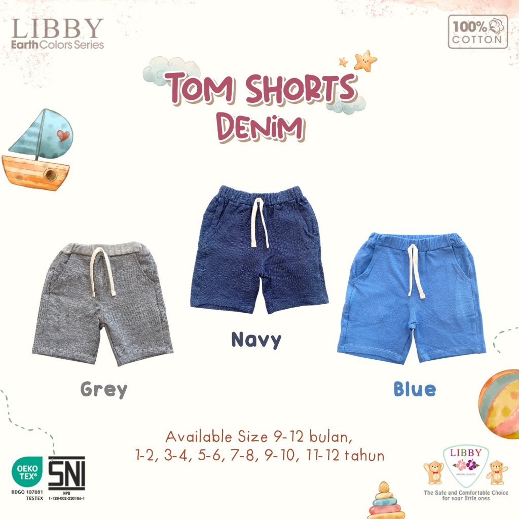 Jual LIBBY Earth Celana Pendek Katun Polos Bayi & Anak Laki-laki Tom ...