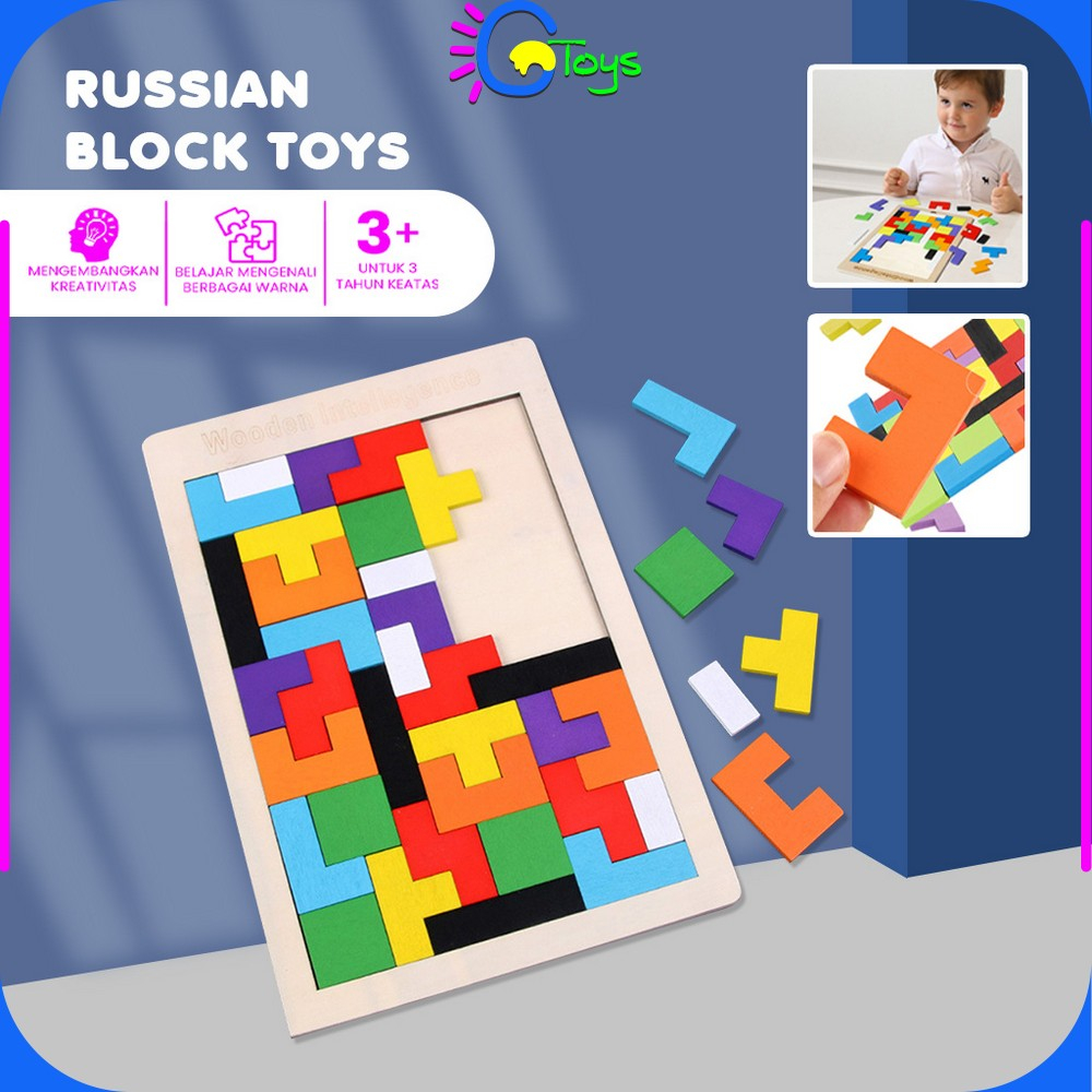 Jual CR-M334 Puzzle Wooden Intellegence Mainan Kayu Anak / Tetris Block ...
