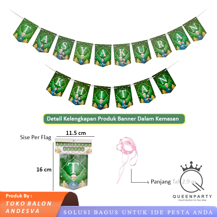 Jual Banner Tasyakuran Khitan Hijau / Bunting Flag Tasyakuran Khitan ...