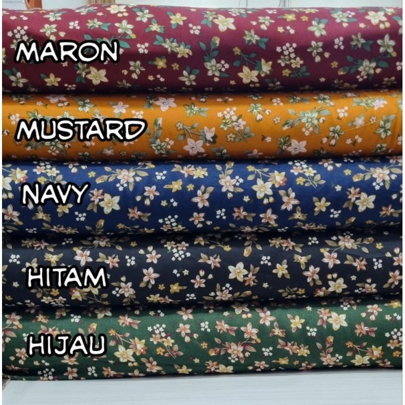 Jual Kain Rayon Motif Jasmin lebar kain 115cm (Harga per 0,5m) | Shopee ...