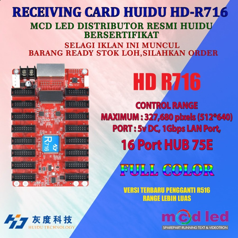 Jual HUIDU HD R716 UPGRADE VERSION HD R516 RECEIVING CARD VIDEOTRON | Shopee Indonesia