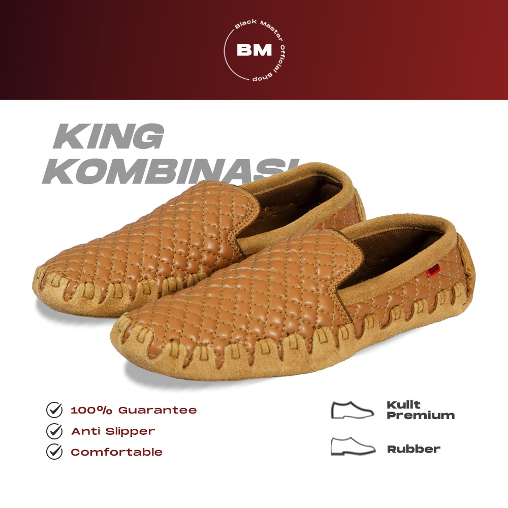 Jual BLACK MASTER Sepatu Pria Slip-On Slop Kulit New King Original ...