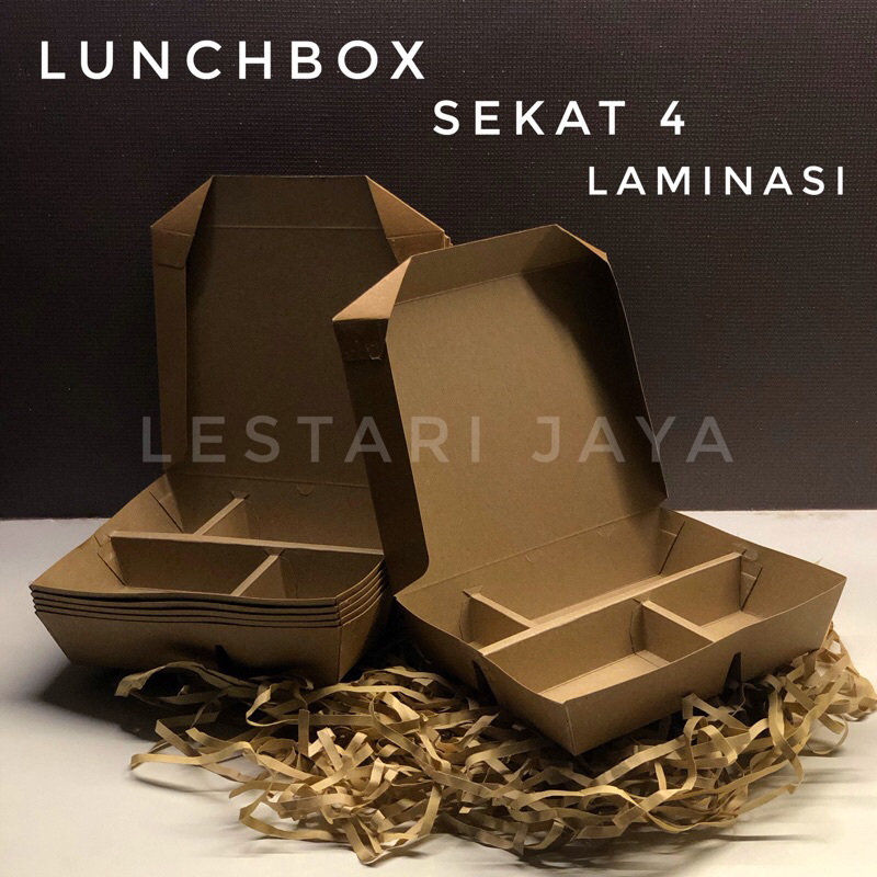 Jual Paper Kraft Lunchbox Sekat 4 / Box Bento Kertas 4 Sekat | Shopee ...