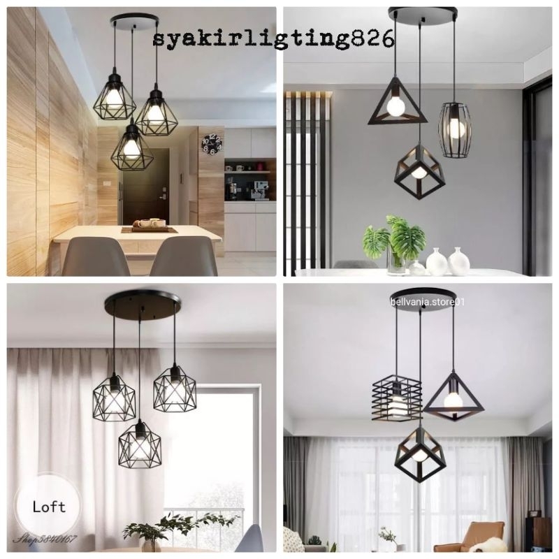Jual lampu gantung ruang tamu minimalis 3in1 cabang 3 | Shopee Indonesia