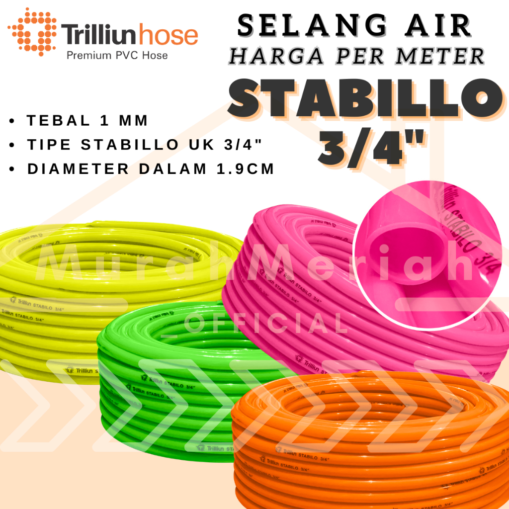 Jual SELANG AIR ELASTIS TRILLIUN STABILLO UK 3/4 INCH ( HARGA PERMETER ) | Shopee Indonesia