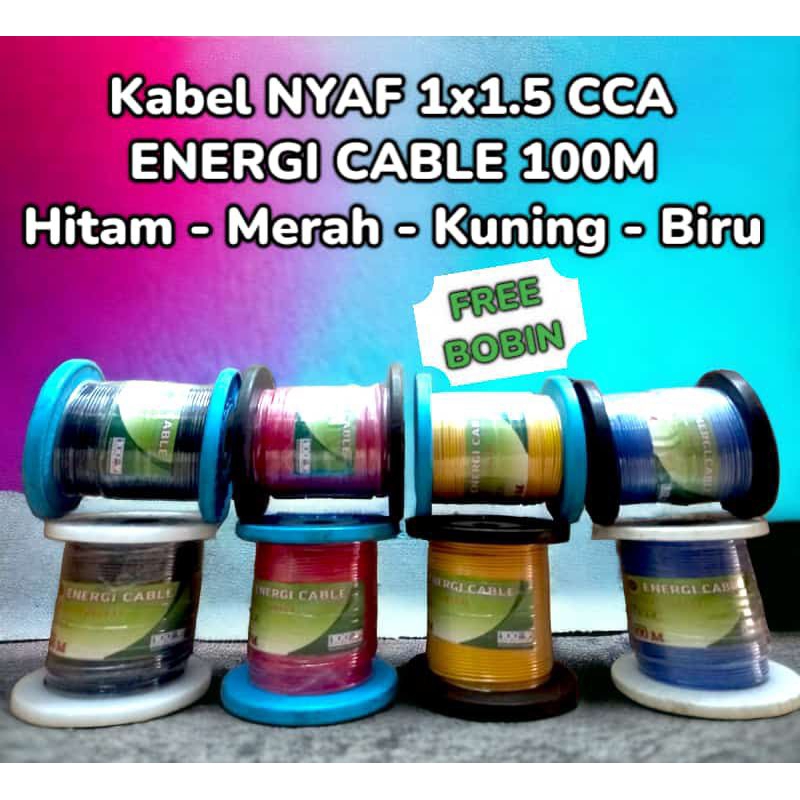 Jual Kabel body serabut tunggal/nyaf 1x1,5 100m variasi warna harga permeter | Shopee Indonesia