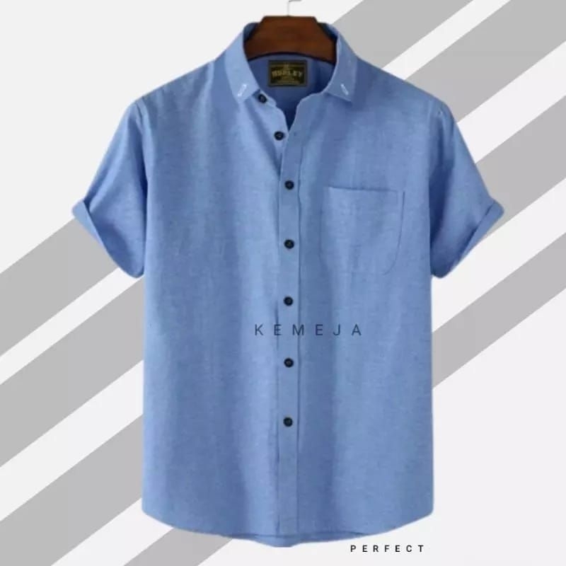 Jual Kemeja Polos Pria Lengan Pendek - Katun Premium Slimfit | Kemeja Kerja Santai Casual ...