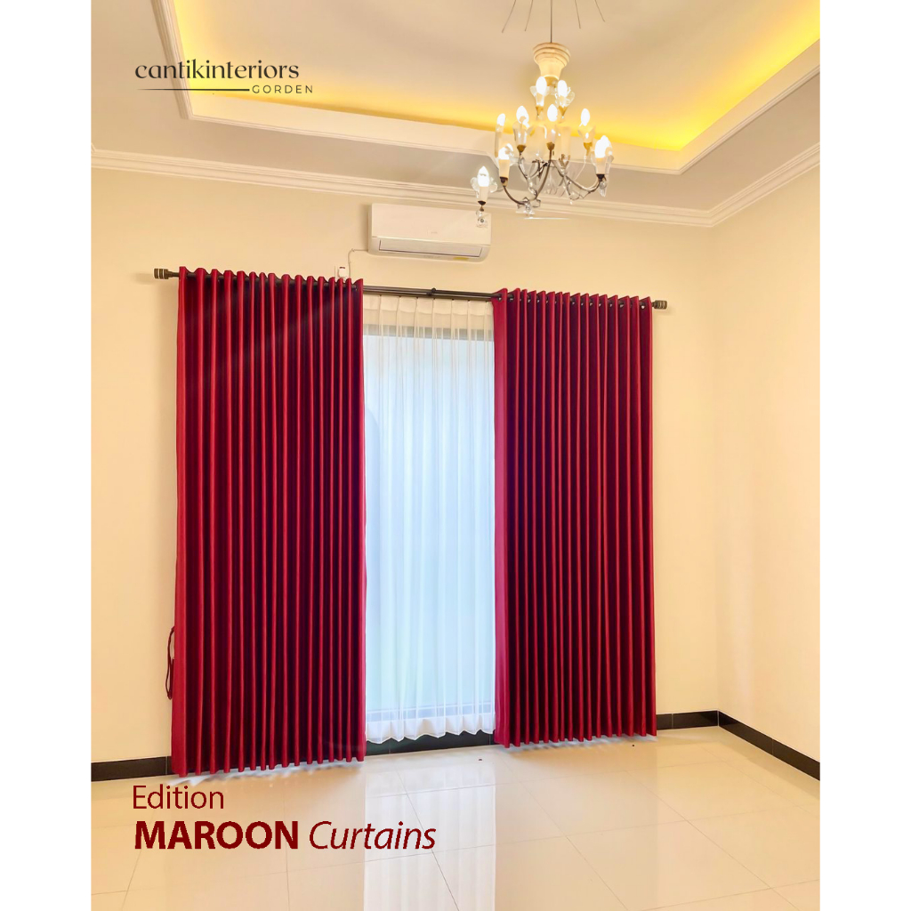 Jual gorden jendela kostum standar tinggi 250 Cm lebar per meter maroon ...