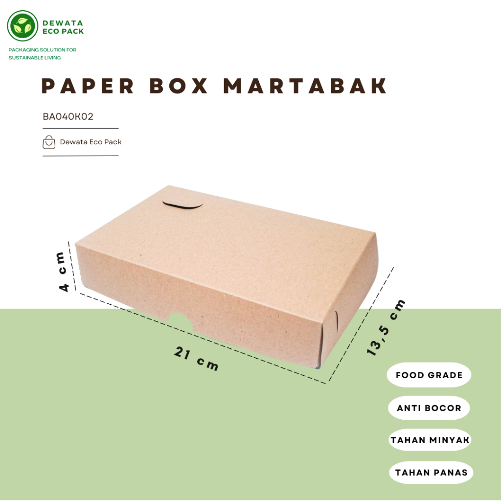 Jual Paper Box Martabak Laminasi 21x13.5x4cm BA40K2 / Dus Martabak ...