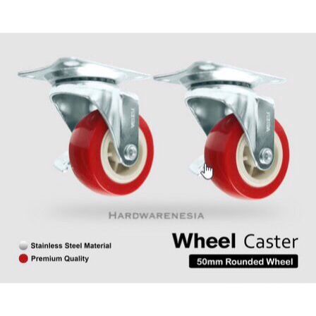 Jual FUKUDA Roda Kastor MERAH Hidup TANPA Rem 50mm 2 Inci Kaki Roda ...