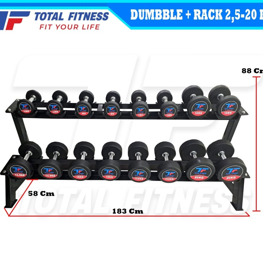 Jual Rak Dumbel Dumble Barbel Set 2,5 kg - 25 kg Import Totalfit ...