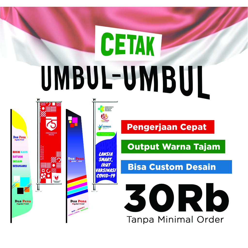 Jual Cetak Bendera Umbul-Umbul Custom Desain Logo dan Warna Umbul Umbul ...