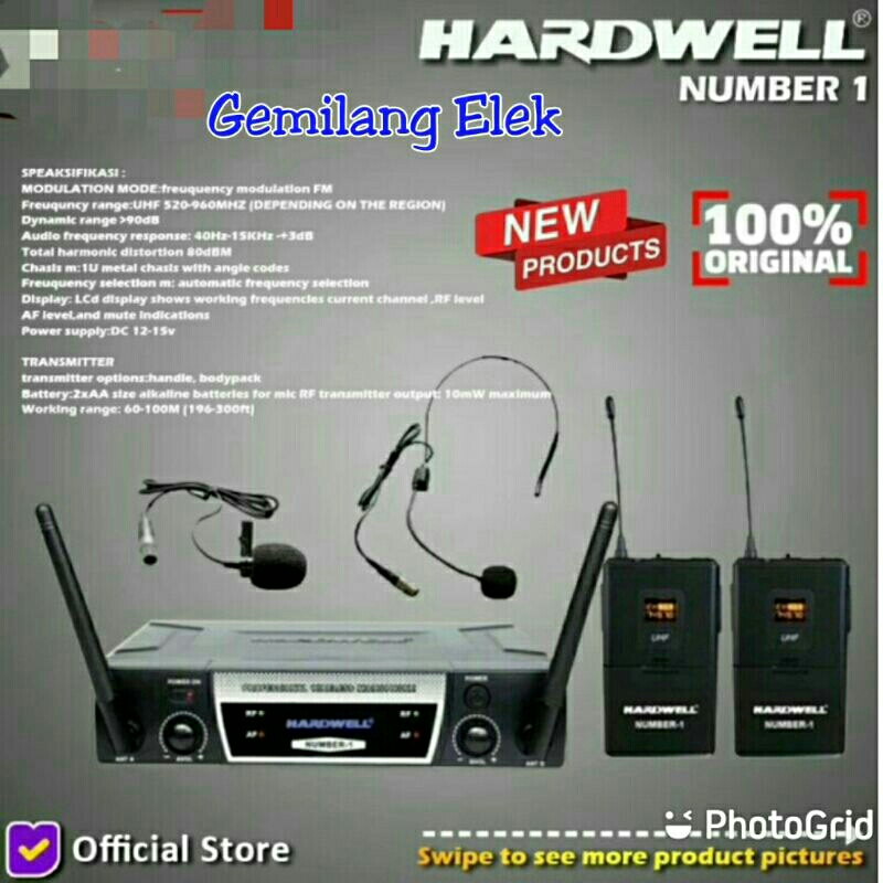 Jual Mic Wireless HARDWELL NUMBER 1 Headset dan Clip on | Shopee Indonesia