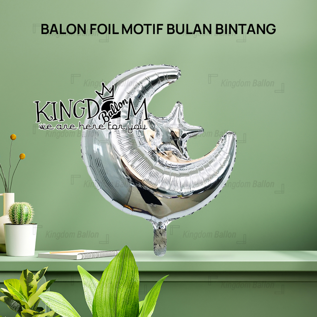 Jual Balon Foil Star Moon Silver / Balon Foil Bulan Bintang/ Balon ...