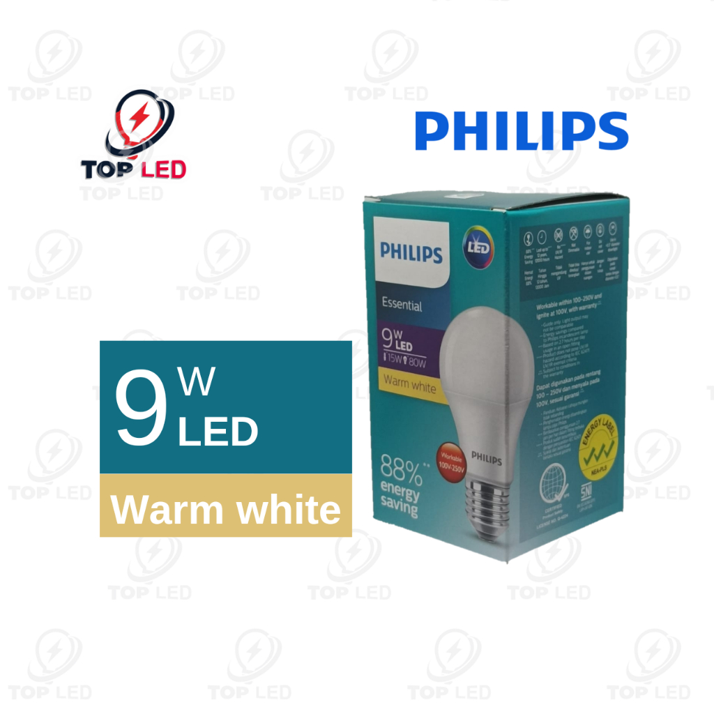 Jual Philips Essential LED Bulb 9W E27 3000K - Warm White | Shopee Indonesia