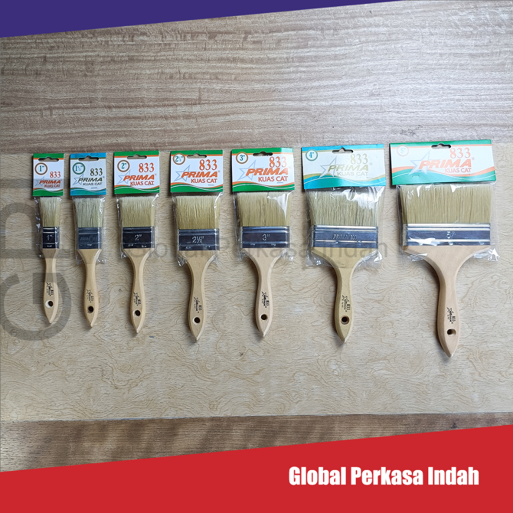 Jual PRIMA Kuas Cat 833 Bulu Putih 1,5" 2" 2,5" 3" 4" 5" | Shopee Indonesia