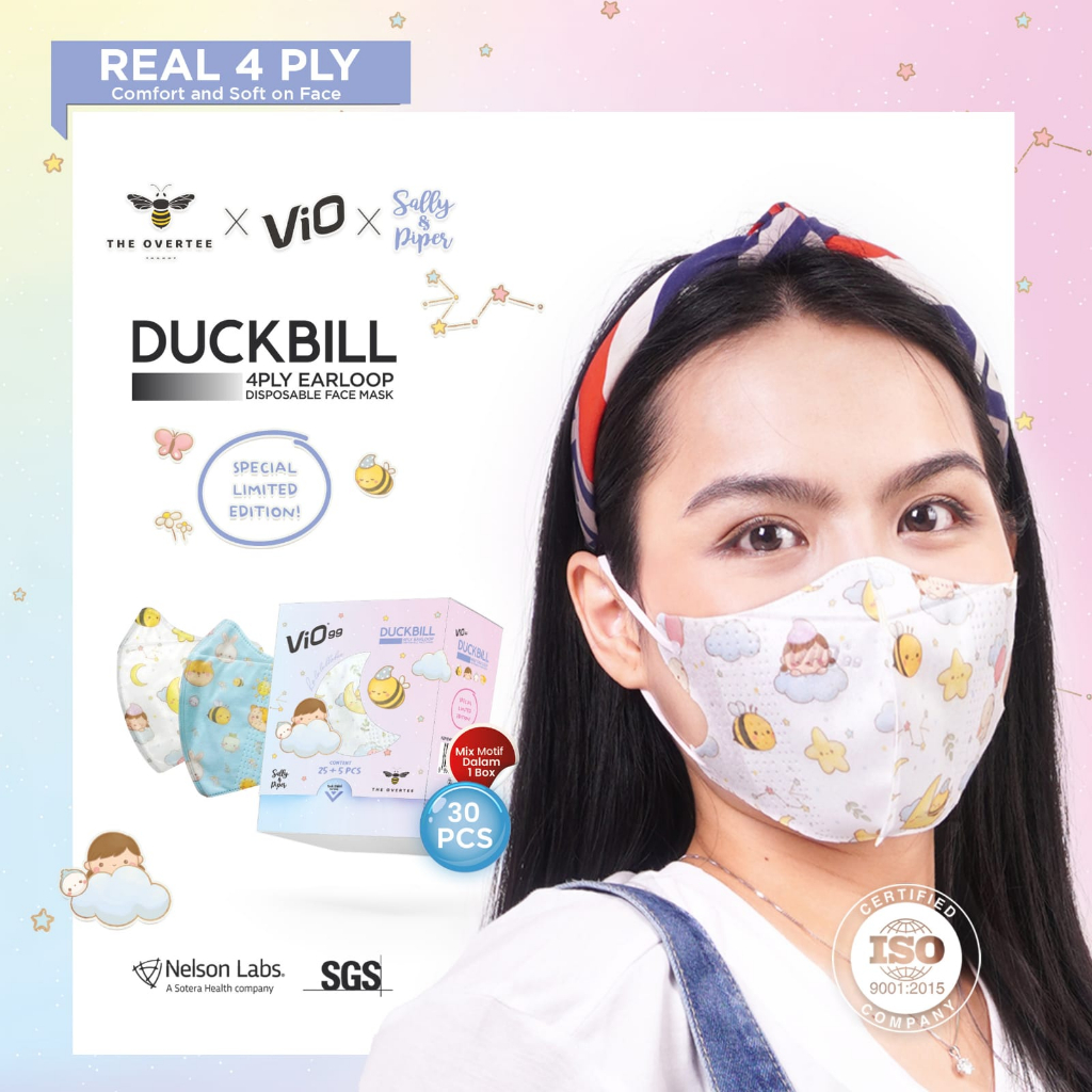 Jual Vio Duckbill Mask 4 Ply Earloop 30'S X Overtee masker 4ply Limited ...