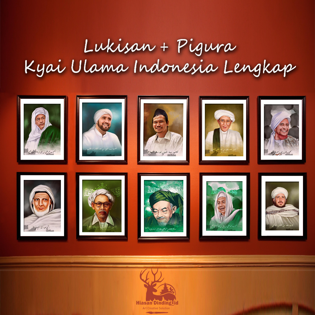 Jual Lukisan Ulama Kyai Habib Lengkap premium Pigora Uk30x40cm Hiasan ...