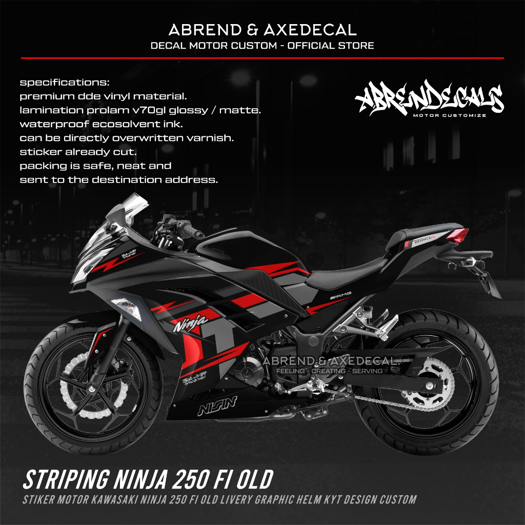Jual STRIPING NINJA 250 FI OLD GRAFIS KYT RACING / STIKER MOTOR ...