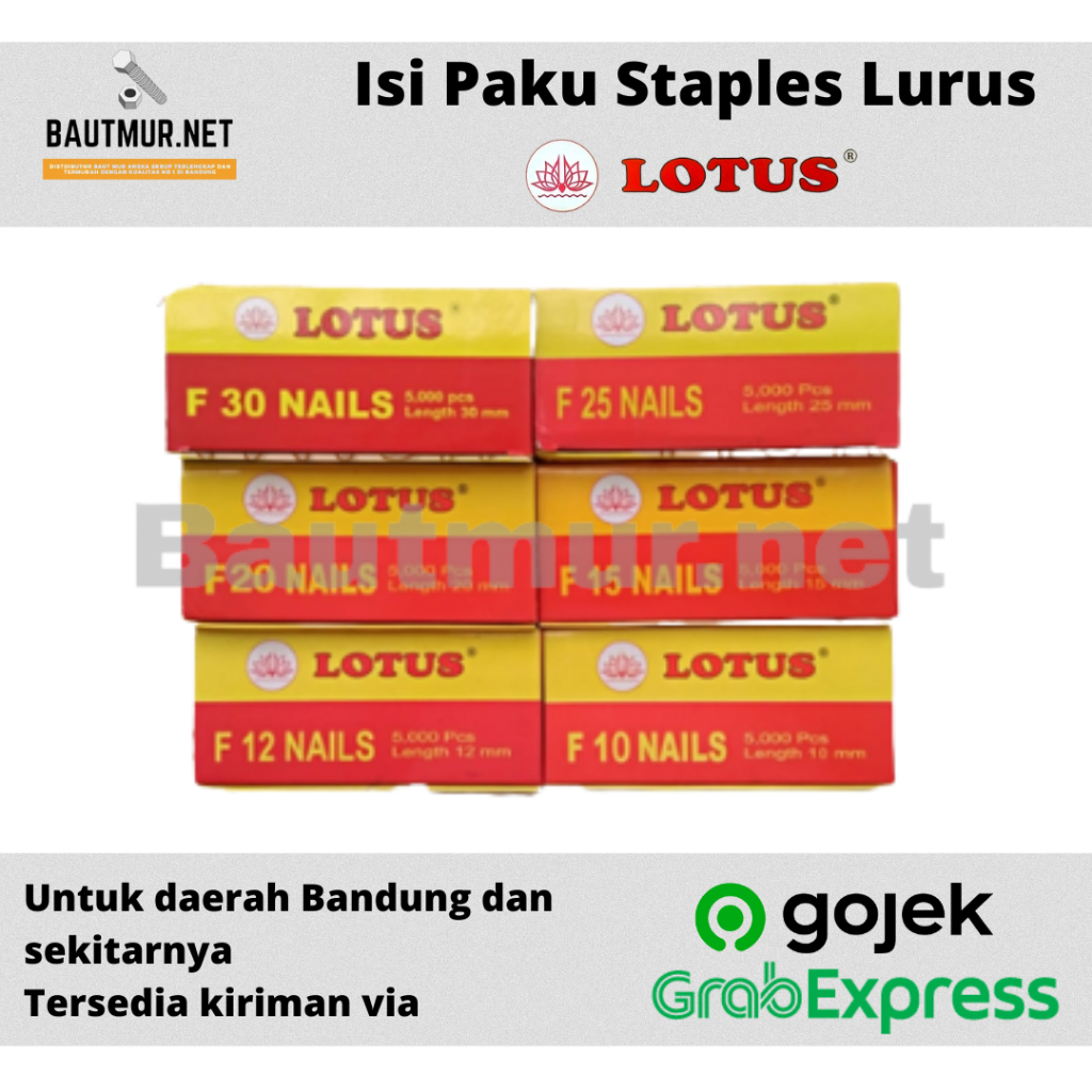 Jual Isi Paku Tembak LOTUS 12mm Lurus - REFILL Air Nailer 12mm - Isi ...