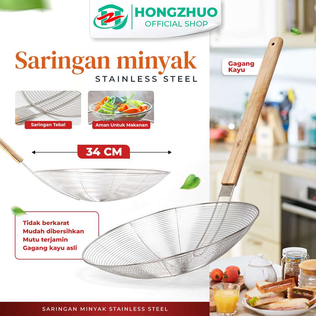 Jual Hongzhuo Peniris Makanan Gorengan Stainless 34cm Tebal Anti Karat ...