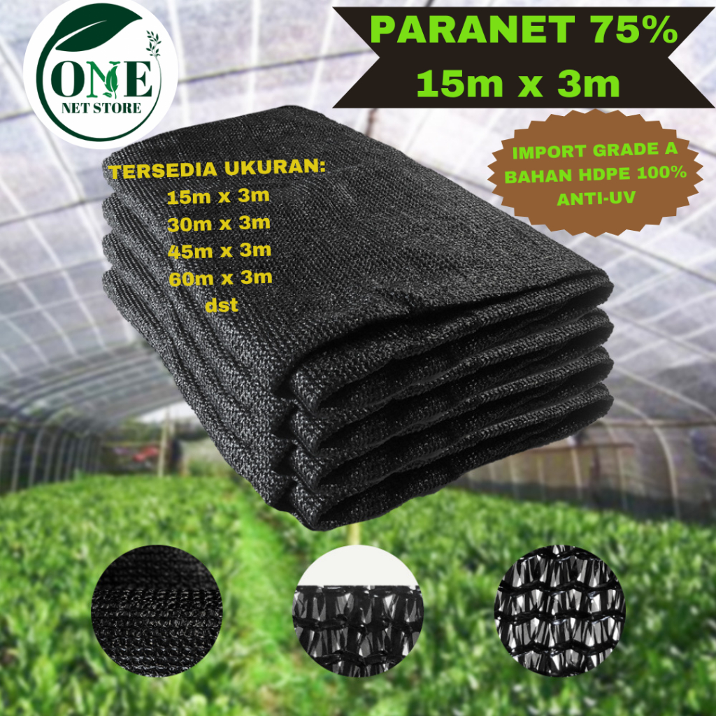 Jual JARING PARANET 75 % 15M X 3M | ANTI UV | KUALITAS IMPORT | GRADE A ...