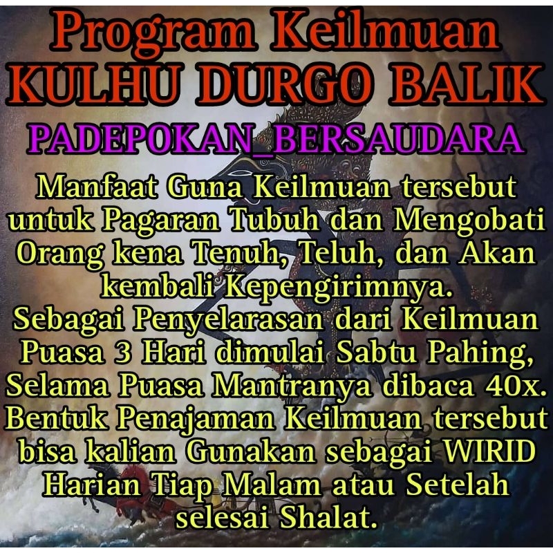 Jual PROGRAM K3ILMU4N_KULHU_DURGO_BALIK | Shopee Indonesia