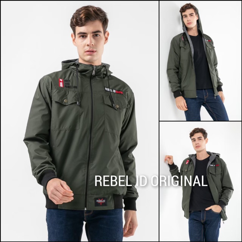Jual Rebel Id Army Jaket Semi Parka Parasut Taslan | Shopee Indonesia