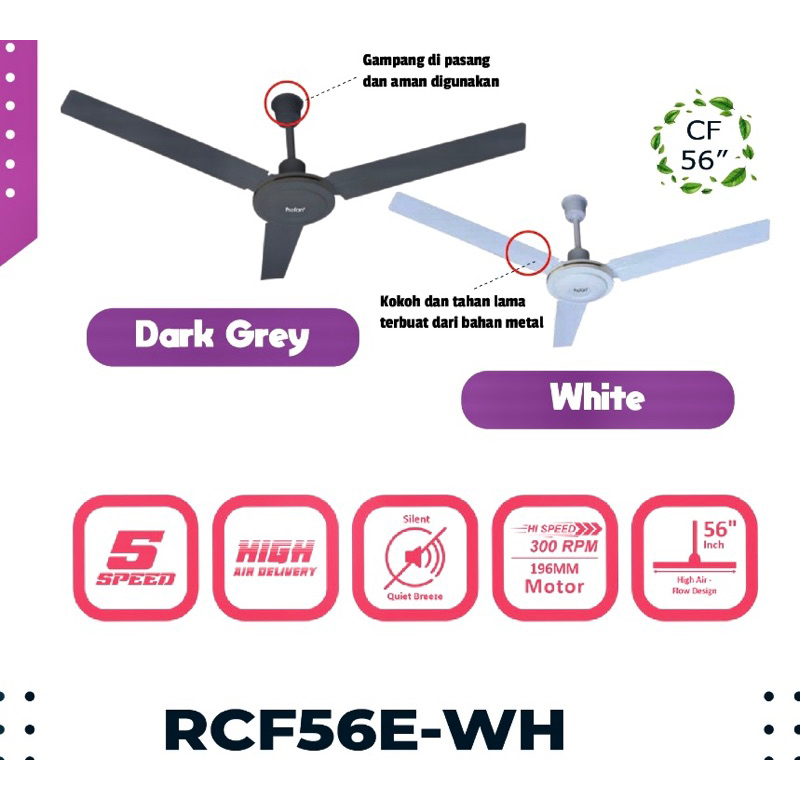 Jual Ceiling Fan Kipas Angin Gantung Besi Besar Plafon Profan PR 56E Heli Fan Besi 3 Daun 56 ...