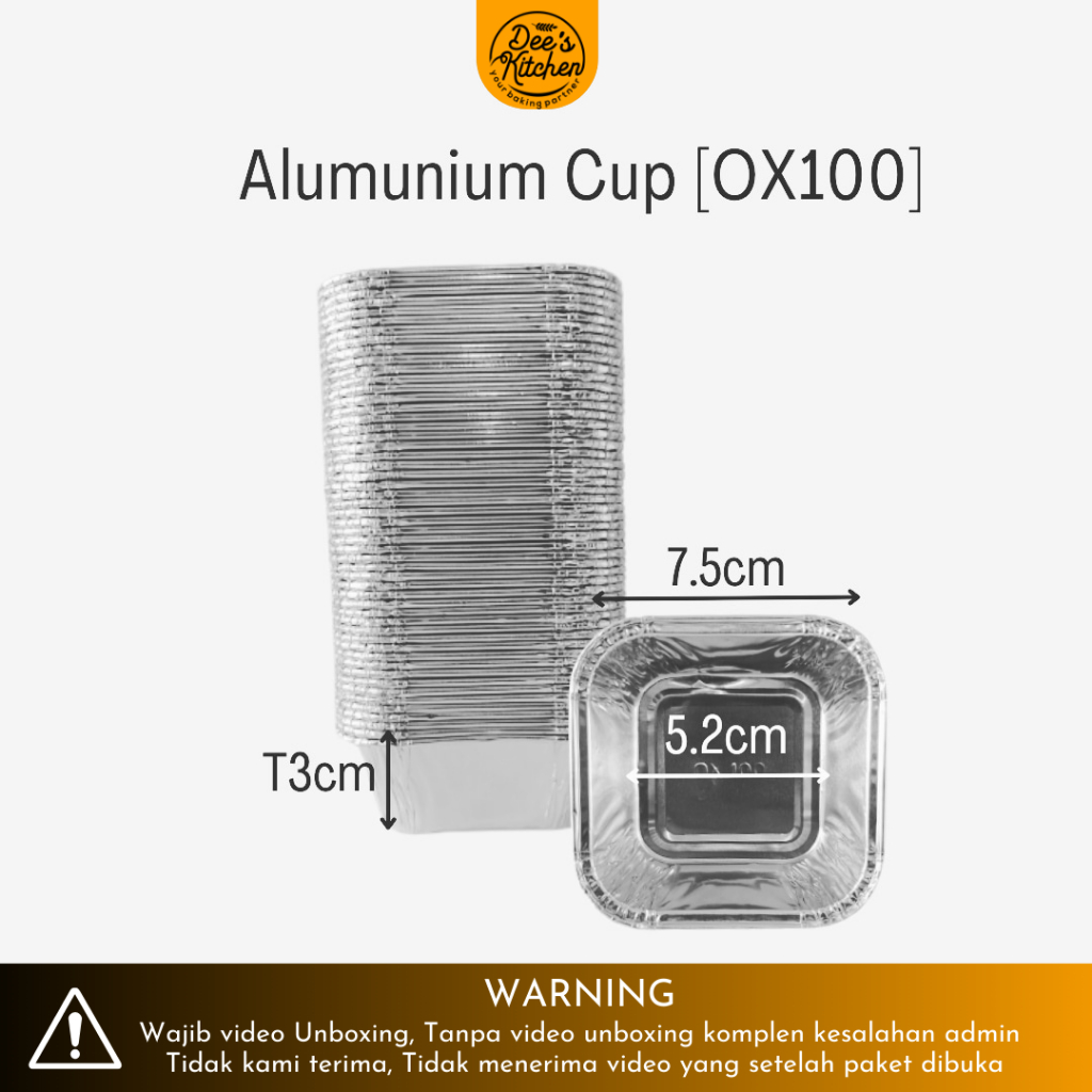 Jual [Roll 100pcs] Alumunium Foil cup Kotak OX100 - isi 100pcs | Shopee Indonesia