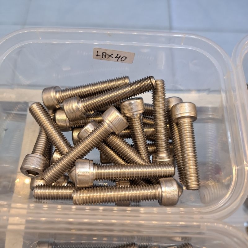 Jual BAUT L STAINLESS M8 X 4.0 BAUT DRAT 12 PANJANG 4 CM (1pcs) | Shopee Indonesia